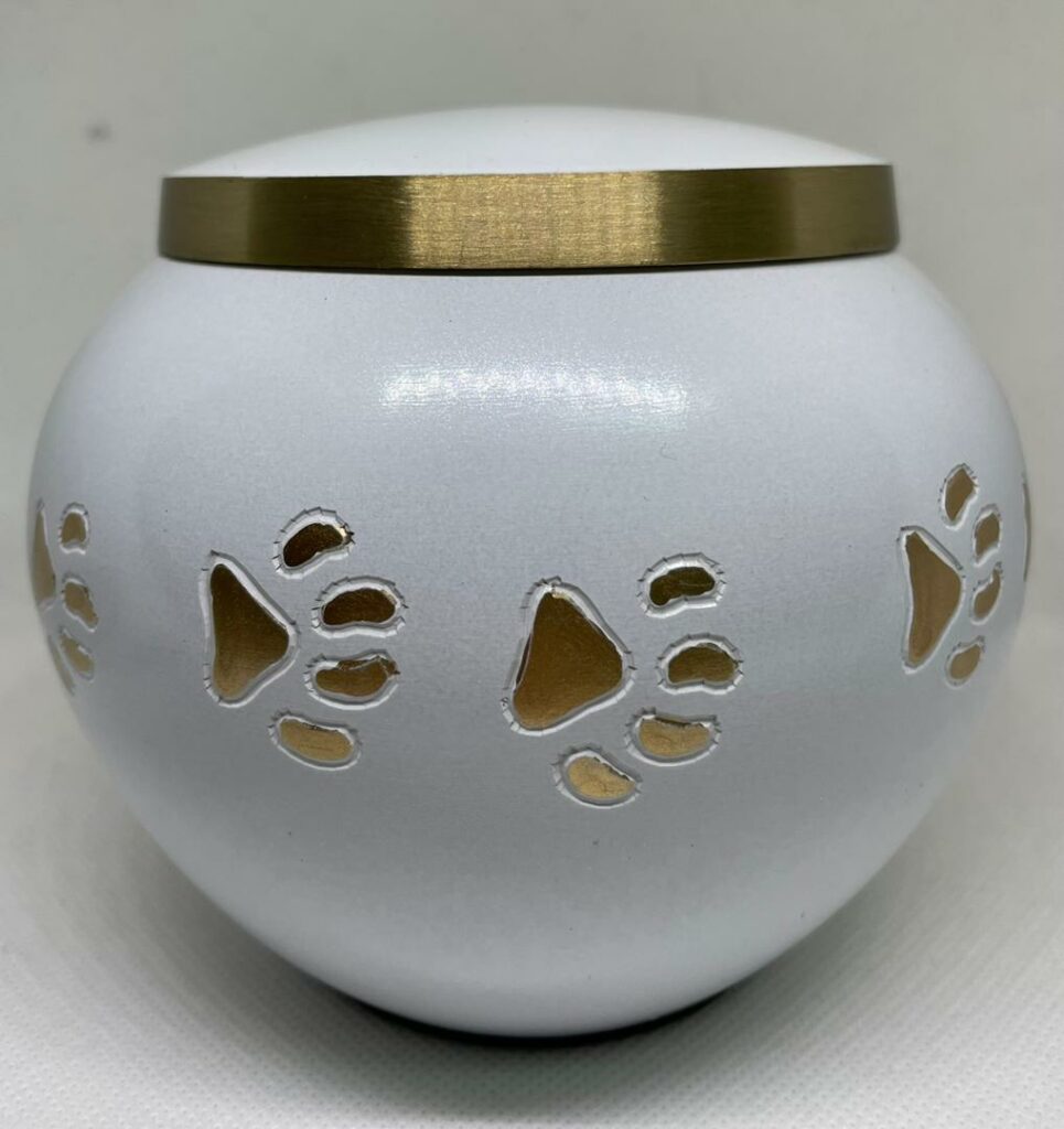Premium Round Brass Urn – White (UB17) – piepie.com.my